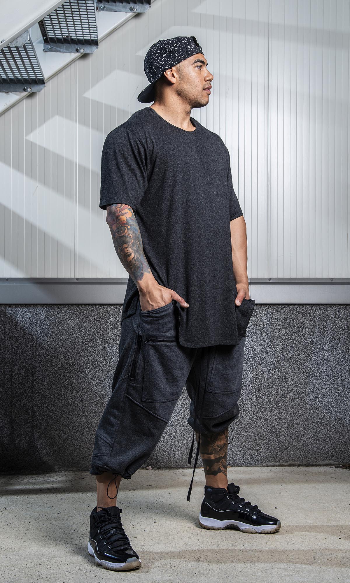 Mid-calf Pants with Rib Knee Pads | AAKASHA