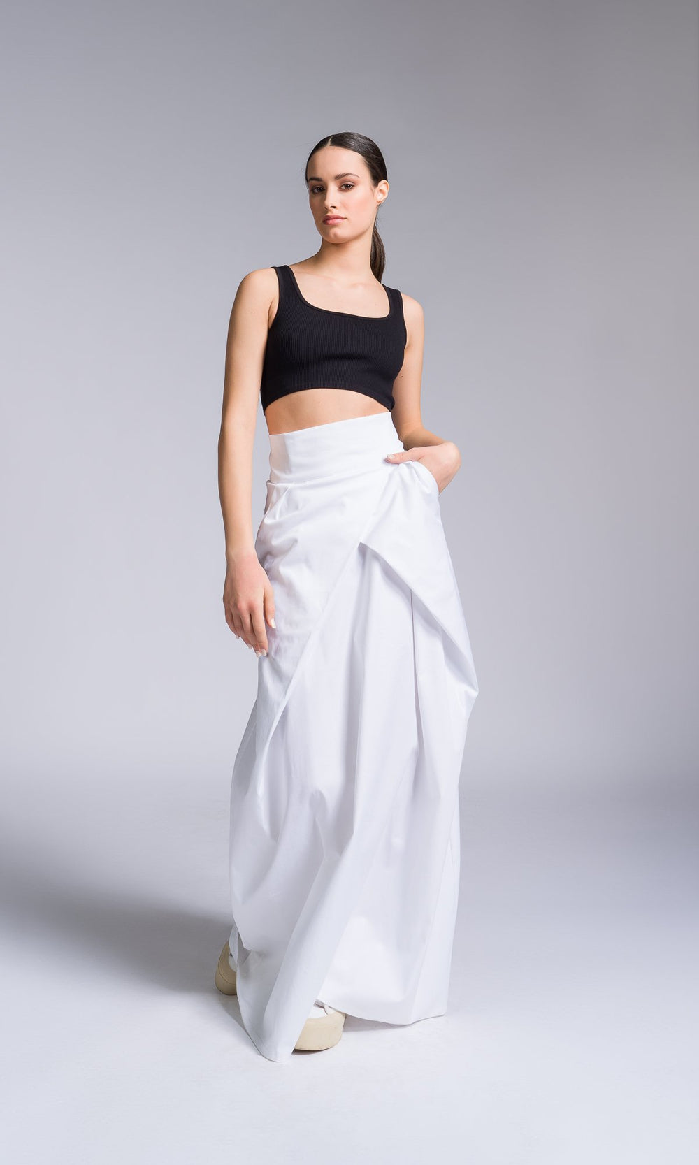 Long Skirt With Overlapping Front