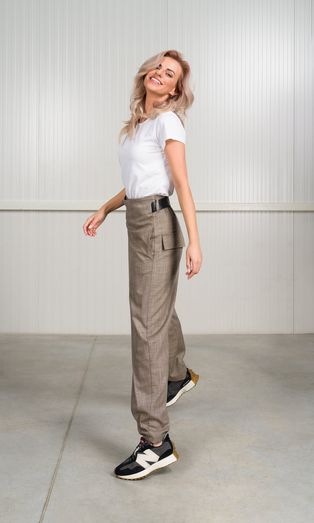 Plain Weave Pants with Overlap Front
