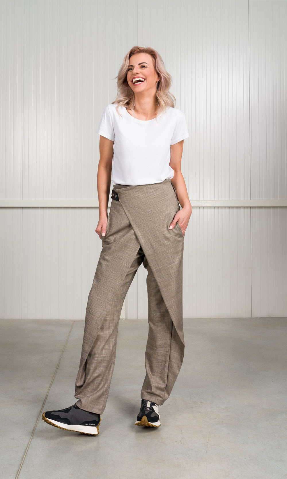 Plain Weave Pants with Overlap Front